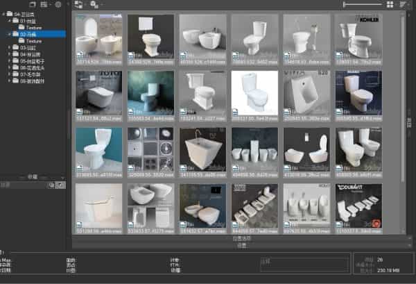【PM】3Dsky卫浴类模型（278个） – 德材质