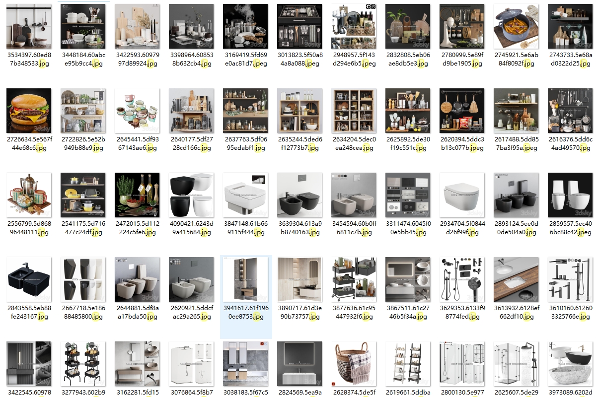 3Dsky厨房卫浴类单体模型 – 德材质