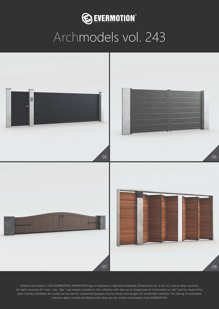 Evermotion[室外大门 室内门 小区门 3d模型] – 德材质