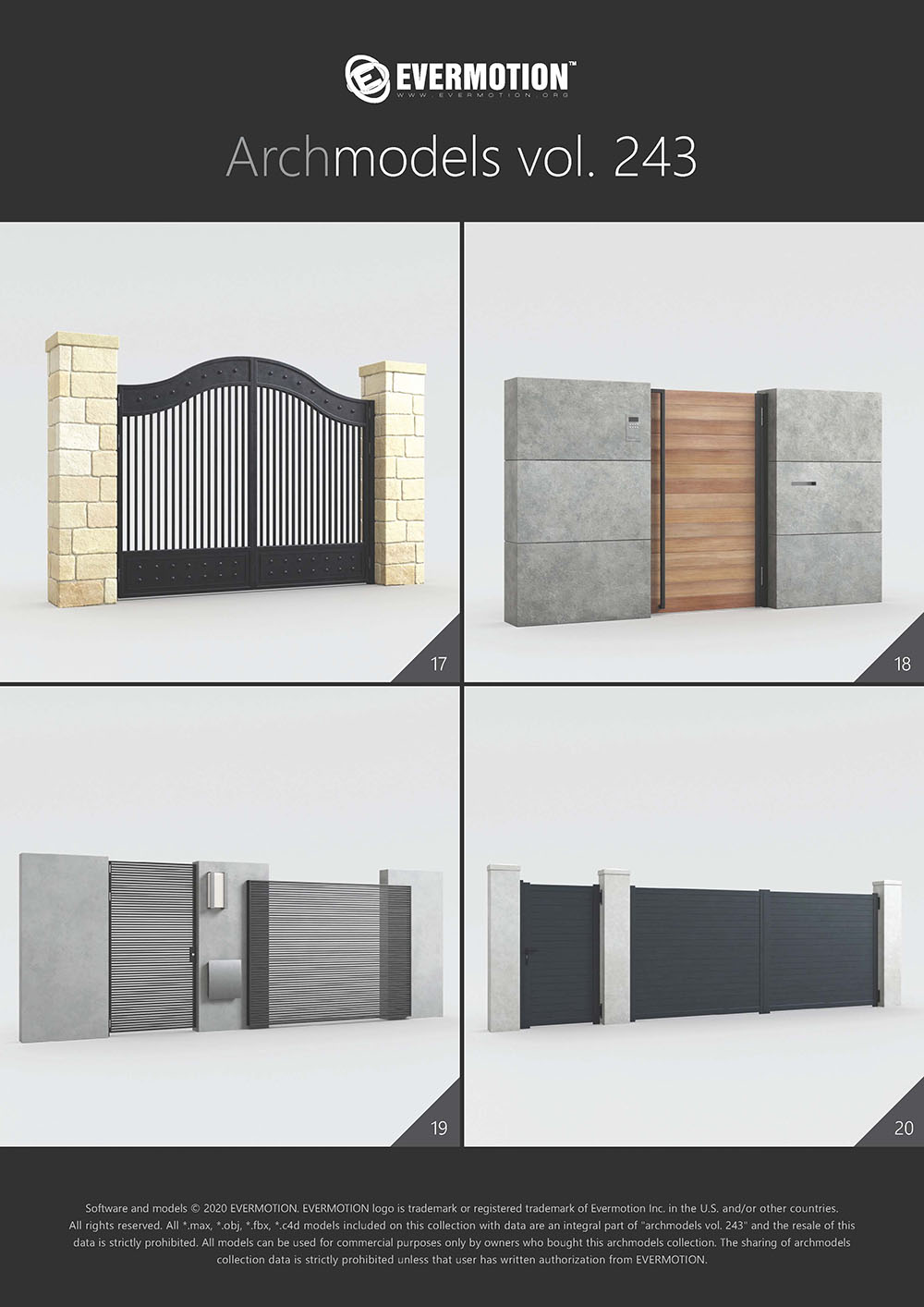Evermotion[室外大门 室内门 小区门 3d模型] – 德材质