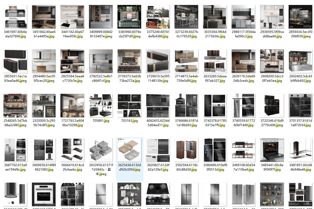 3Dsky厨房卫浴类单体模型 – 德材质