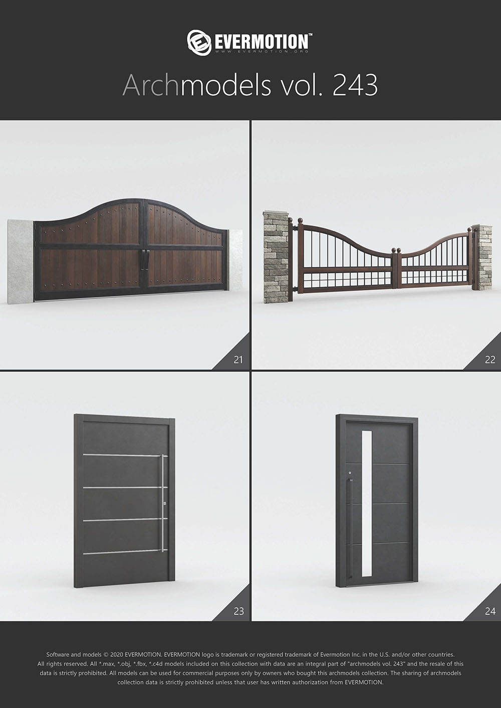 Evermotion[室外大门 室内门 小区门 3d模型] – 德材质